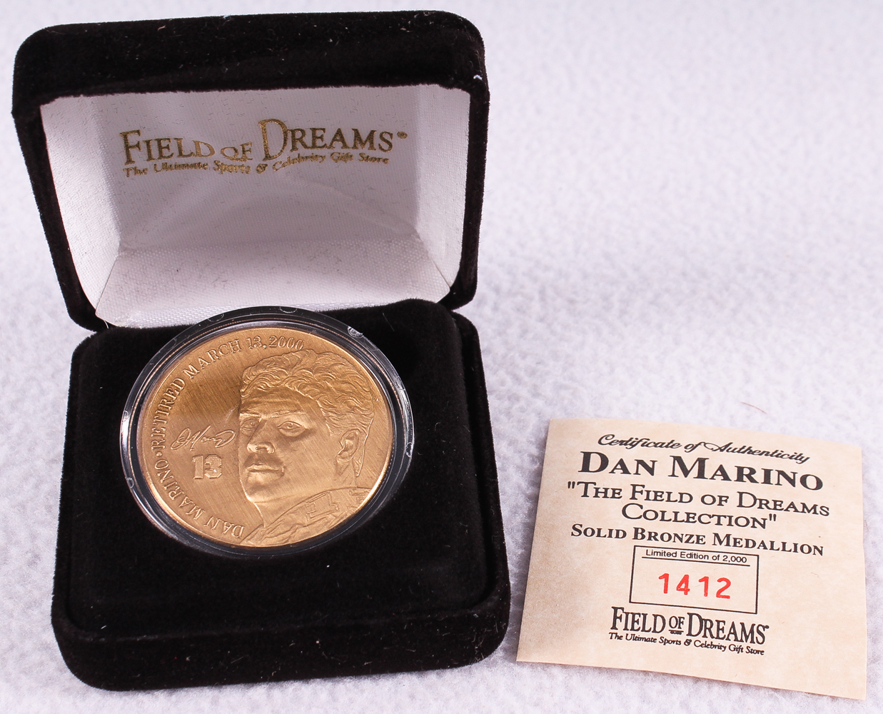 Dan Marino LE Dolphins Bronze Coin from Highland Mint in Case ...