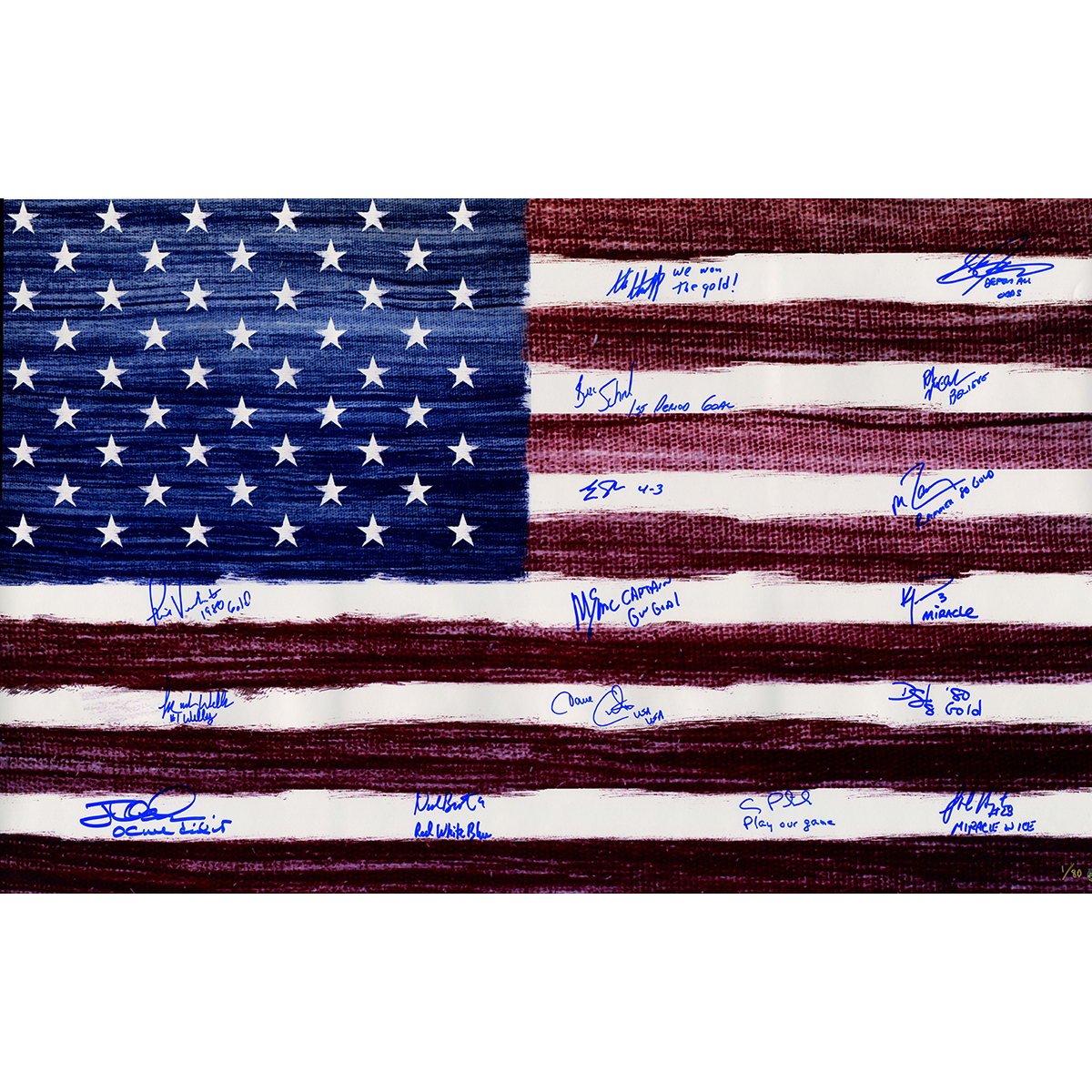 1980 Team USA Hockey American Flag 20x32 Photo Team-Signed by (16) with ...