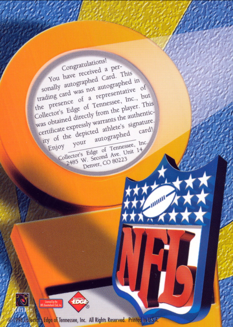 Peyton Manning 1998 Collector's Edge First Place Rookie Ink #23 ...