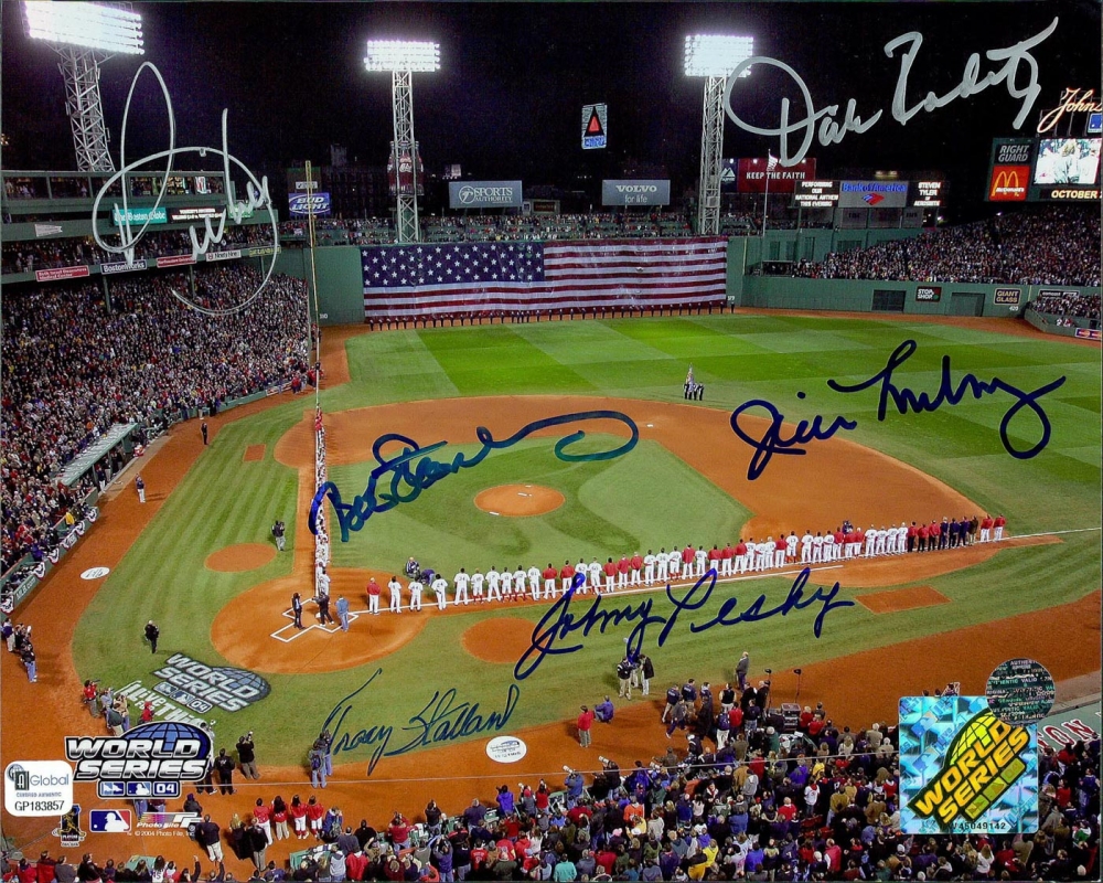 Red Sox 2004 World Series 8x10 Photo Signed by (6) with Johnny Pesky ...