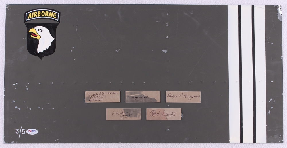Band of Brothers Veterans Signed 24x12 "D-Day" C-47 Nose Art with (5 ...