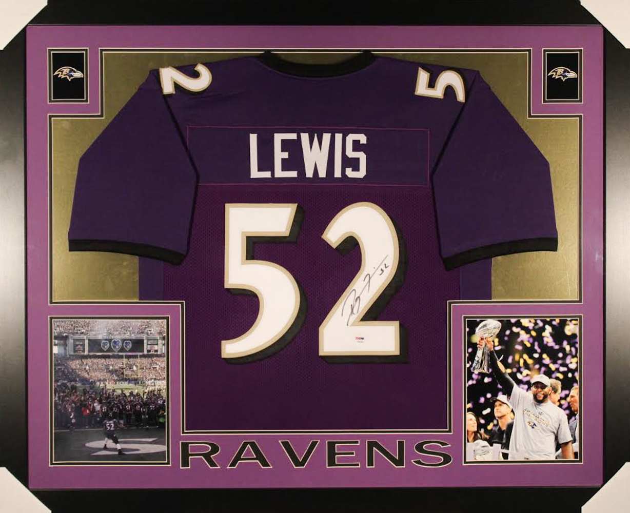 Ray Lewis Signed Ravens 35x43 Custom Framed Jersey (PSA COA) | Pristine ...
