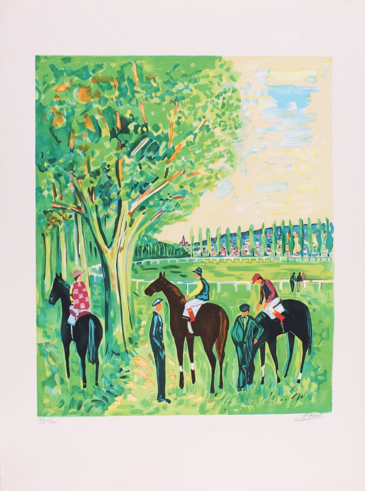 Jean Claude Picot "CHEVAUX A DEAUVILLE" Limited Edition Lithograph #67/ ...