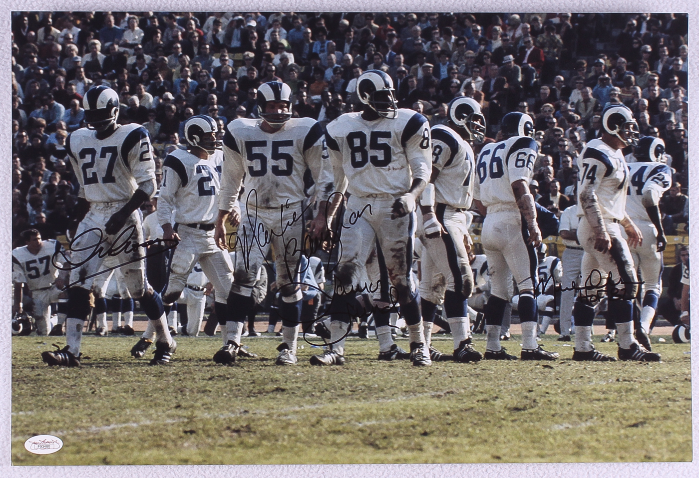 Merlin Olsen, Irv Cross, Maxie Baughan & Lamar Lundy Signed Rams 12x18 ...