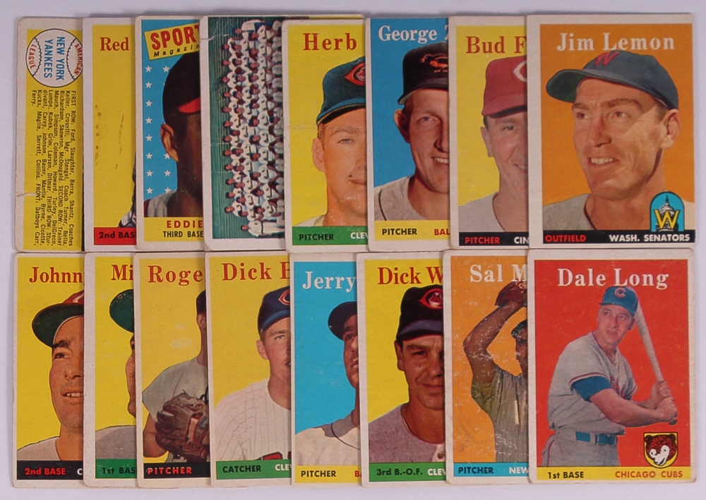 Lot of (17) 1958 Topps Baseball Cards with #246 New York Yankees Team ...