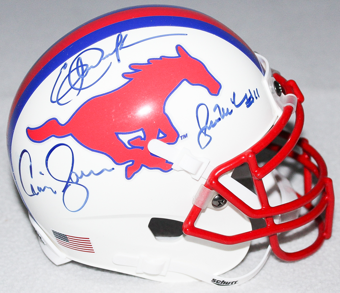 "The Pony Express" SMU Mini-Helmet Signed by (3) Including Eric ...