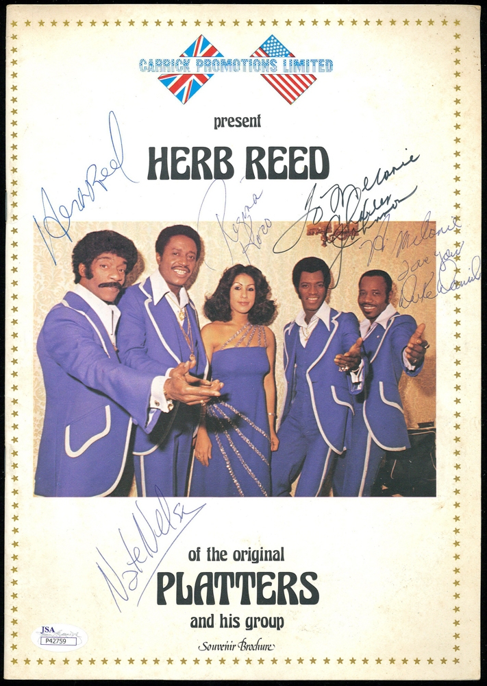 The Platters Signed 8x11 Program with Herb Reed, Tony Williams, David ...
