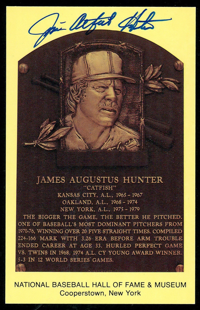 Jim "Catfish" Hunter Signed Gold Hall of Fame Postcard (JSA COA ...