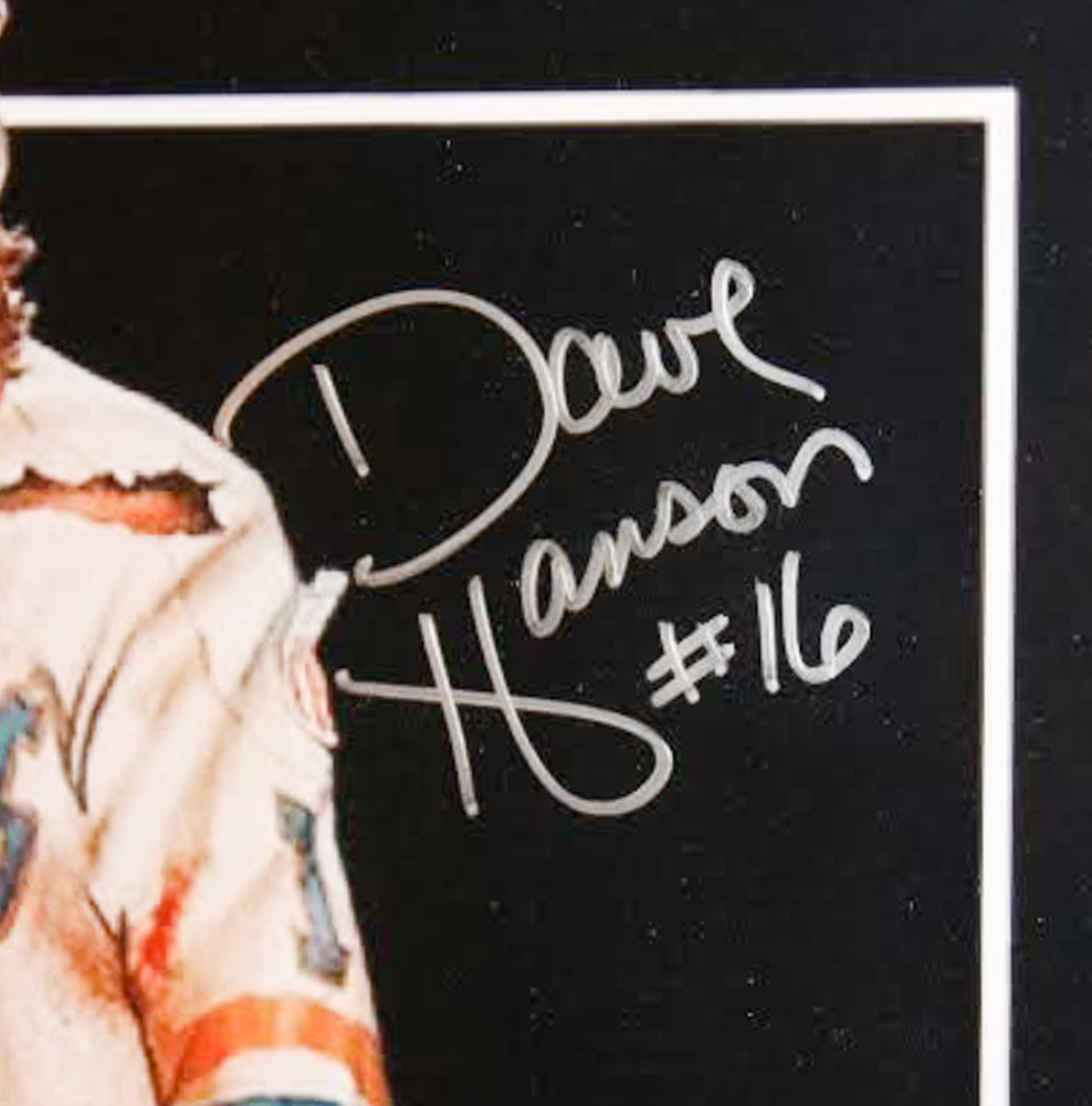 Dave Hanson, Steve Carlson & Jeff Carlson Signed Hanson Brothers "Slap Shot" 23x27 Custom Framed ...