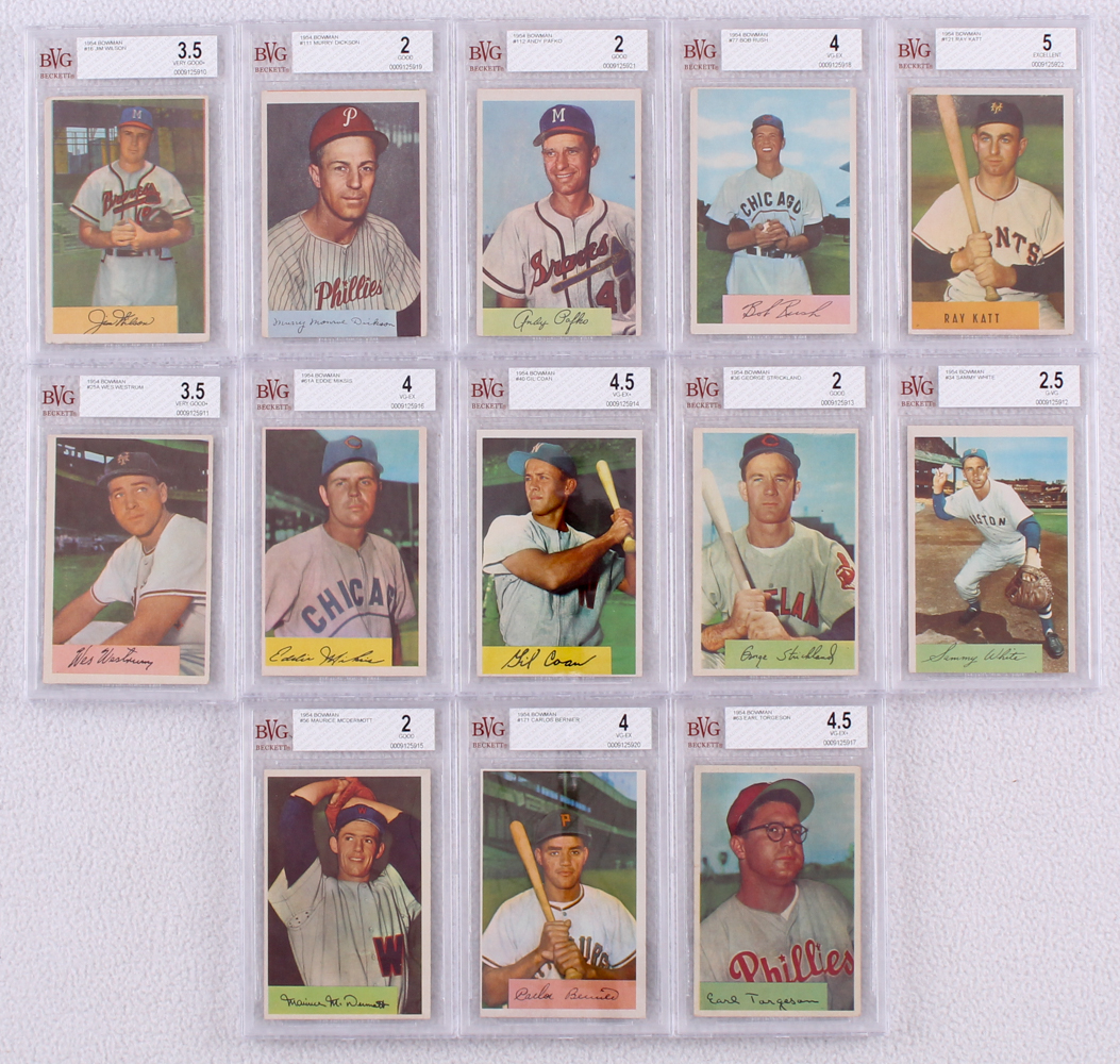 Lot of (13) BVG Graded Vintage Baseball Cards with Jim Wilson, Murry ...