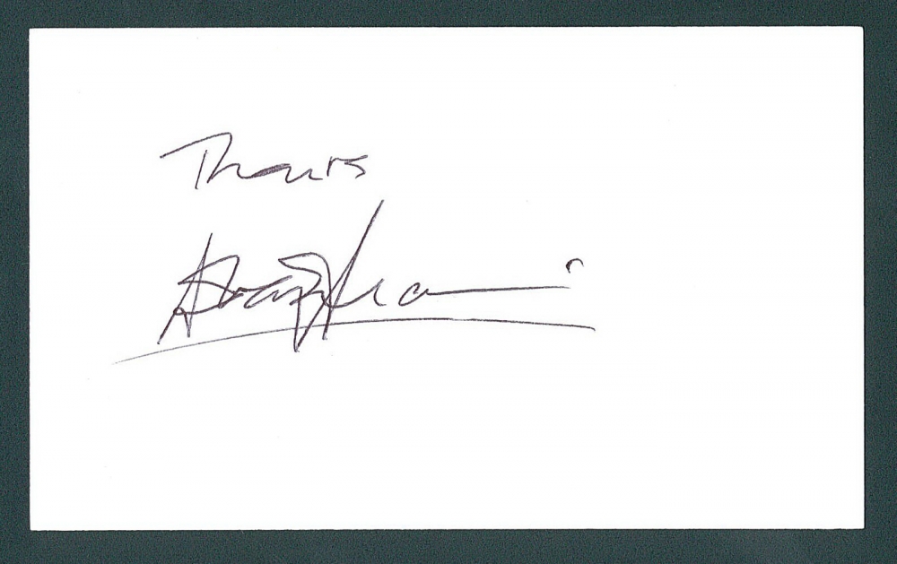 Anthony Perkins Signed 3x5 Index Card Inscribed "Thanks" (JSA COA ...