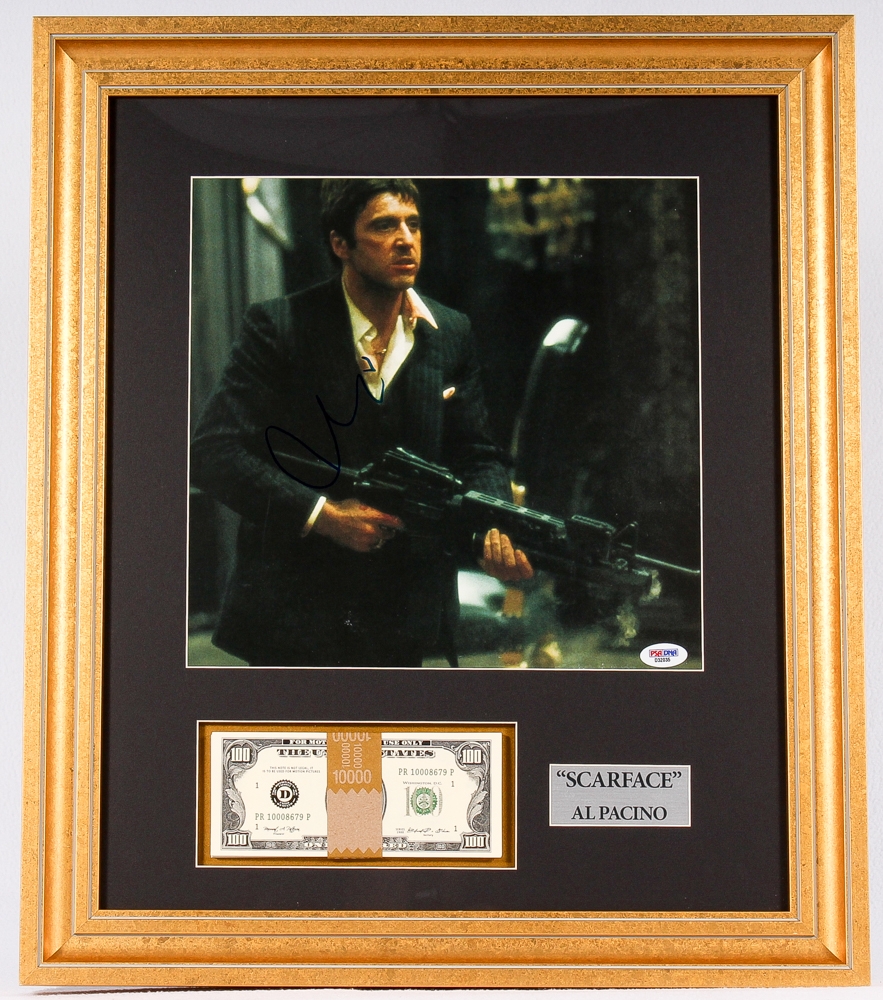 Al Pacino Signed "Scarface" 18x21 Custom Framed Display with Movie Prop ...