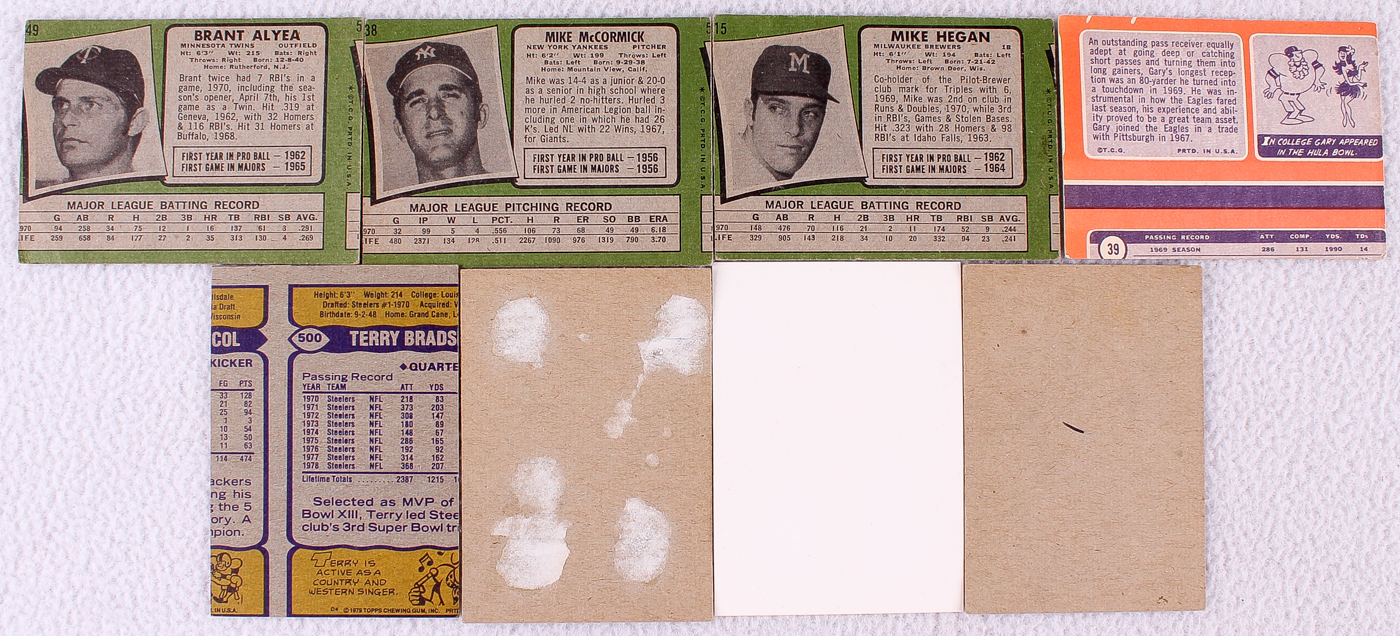 Lot of (8) Sports Cards with Chris Smith, Terry Bradshaw, Dick Hall ...