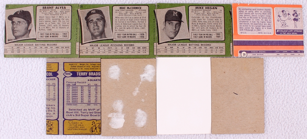 Lot of (8) Sports Cards with Chris Smith, Terry Bradshaw, Dick Hall ...