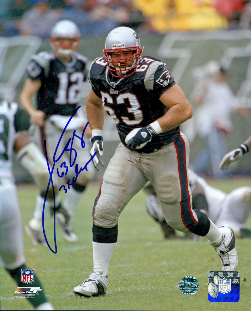 Joe Andruzzi Signed Patriots Inscribed "3x Champ" 8x10 Photo (PA COA ...