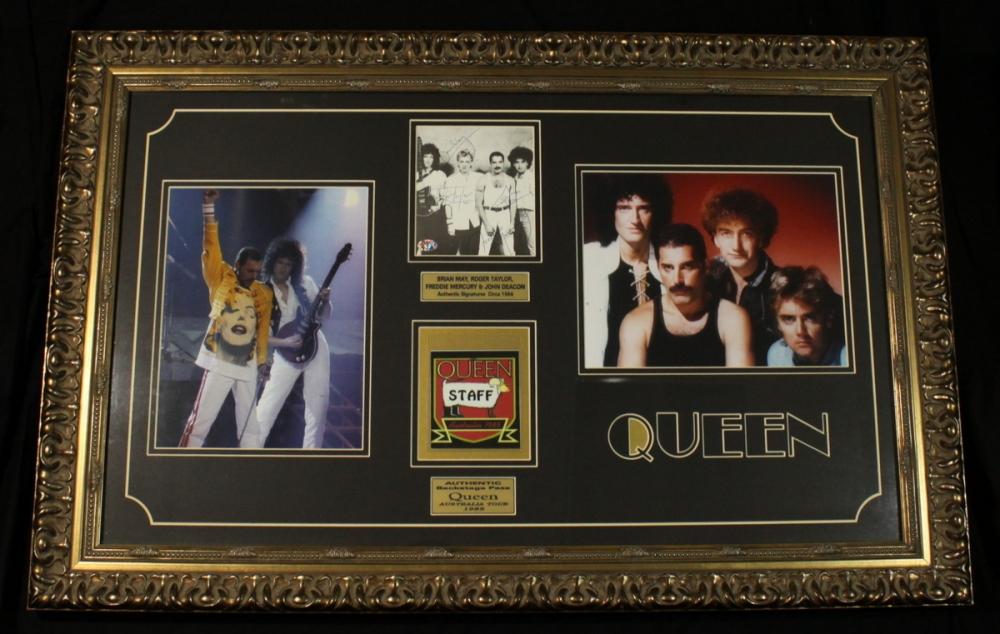Queen Signed 22x34 Custom Framed Display With Authentic Backstage Pass ...