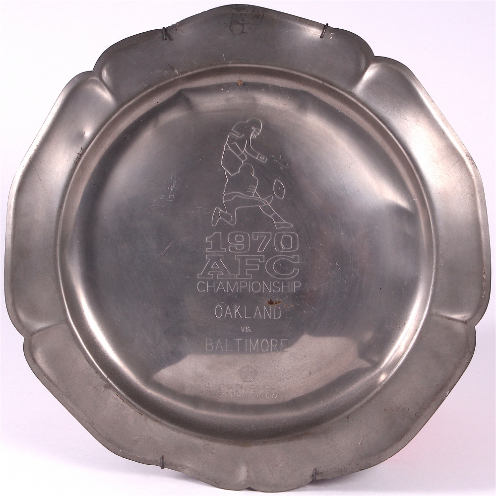 Ken Stabler 1970 AFC Championship Plate Award vs. Baltimore Colts ...