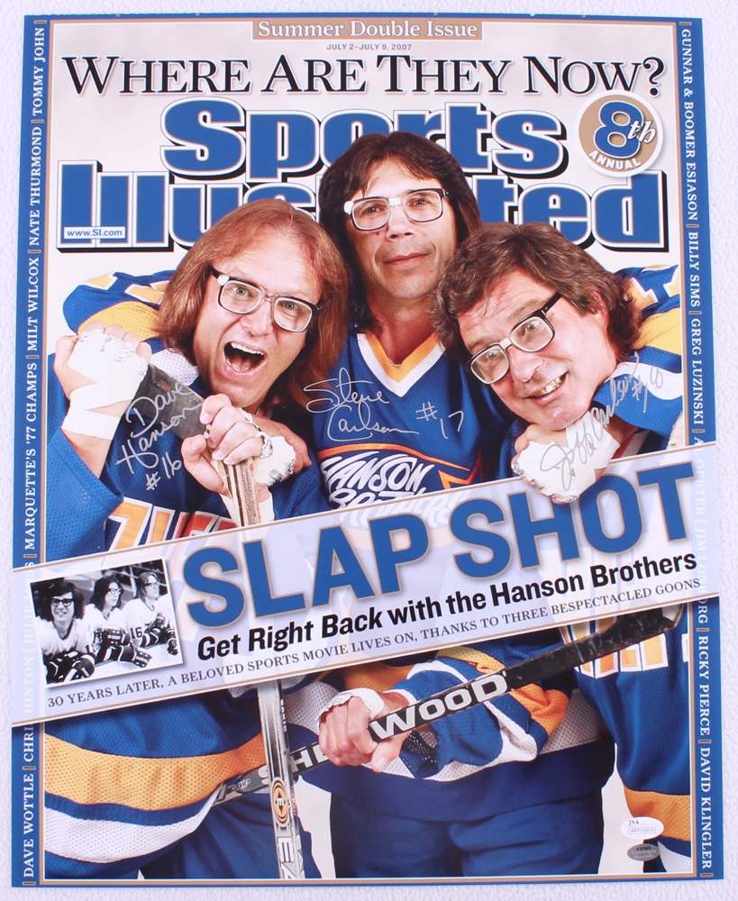 Dave Hanson, Steve Carlson & Jeff Carlson Signed "Slap Shot" Chiefs ...