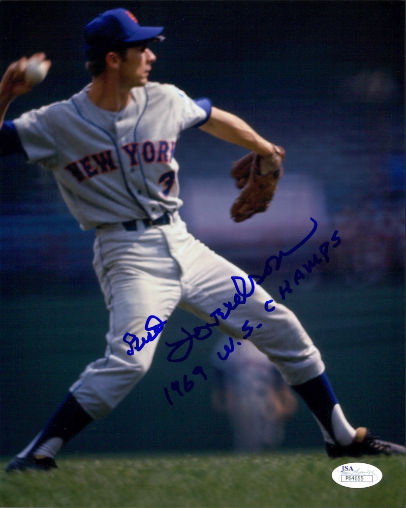 Bud Harrelson Signed Mets 8x10 Photo Inscribed "1969 W.S. Champs" (JSA ...