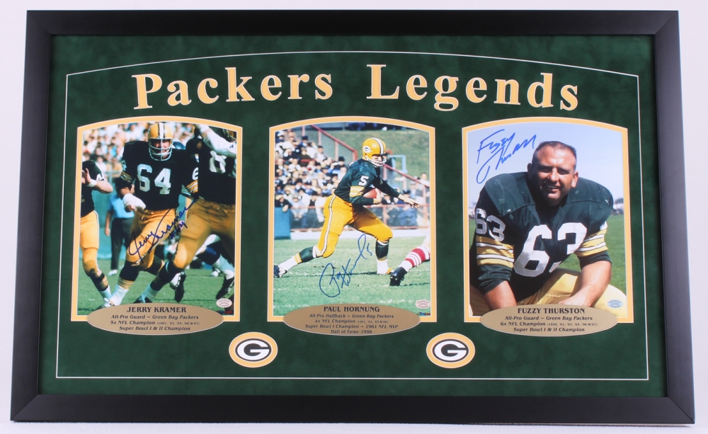 20x32 Custom Framed Packers Legends Photo Display Signed By Jerry ...