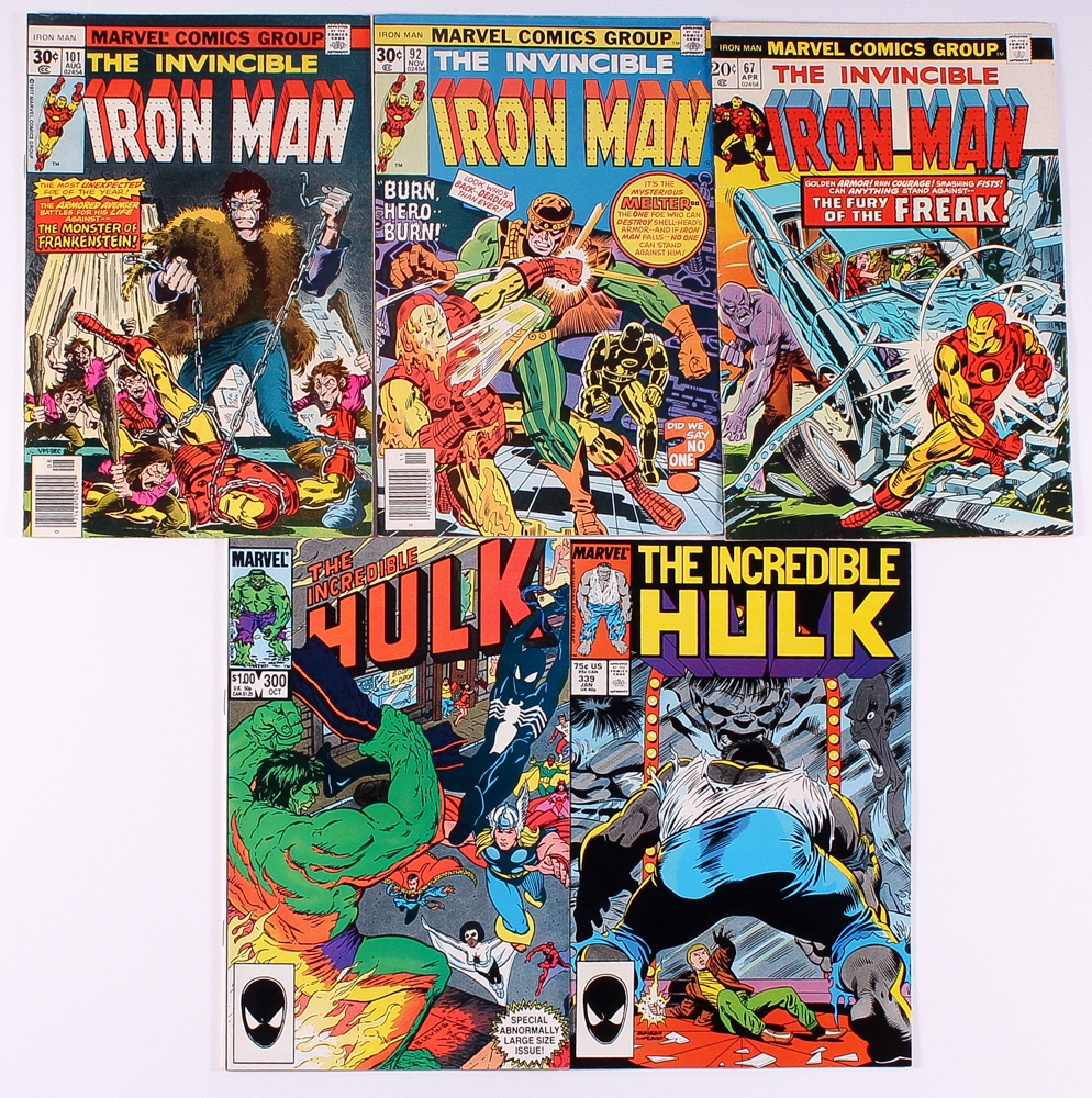 Lot of (5) Vintage Marvel Comic Books with Iron Man & The Hulk ...