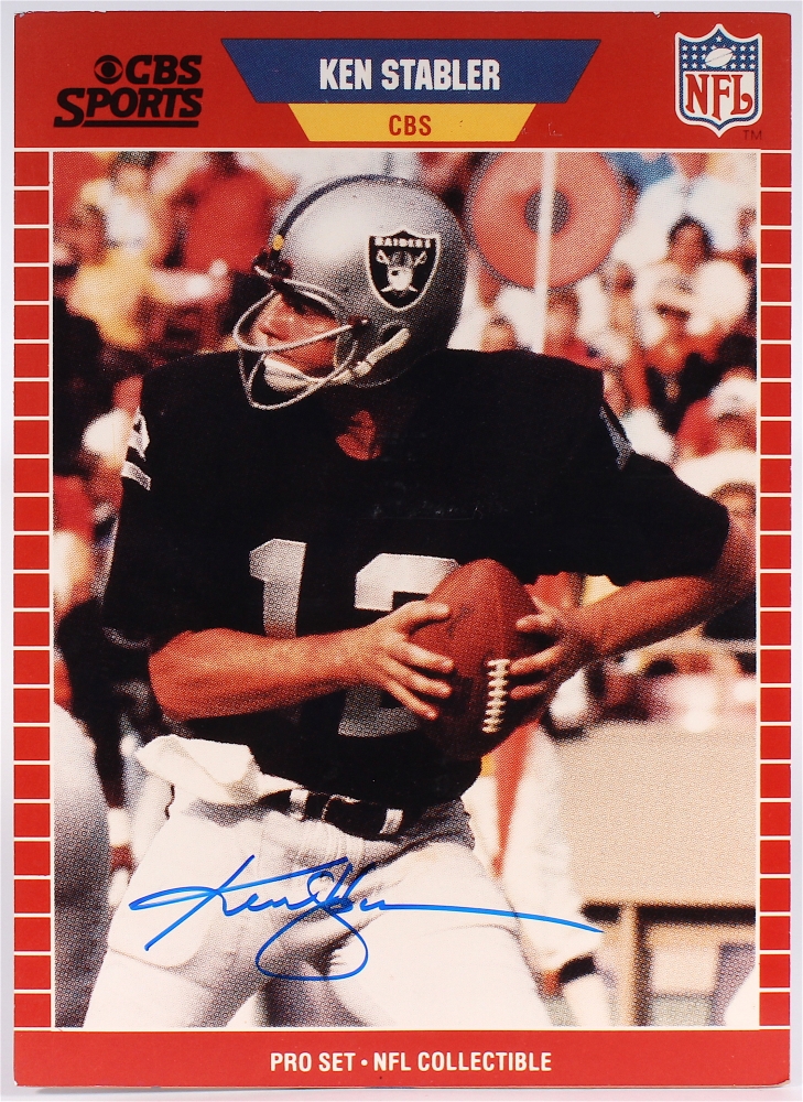 Ken Stabler Signed Raiders 1990 Pro Set 17.25" x 24" Jumbo Prototype ...