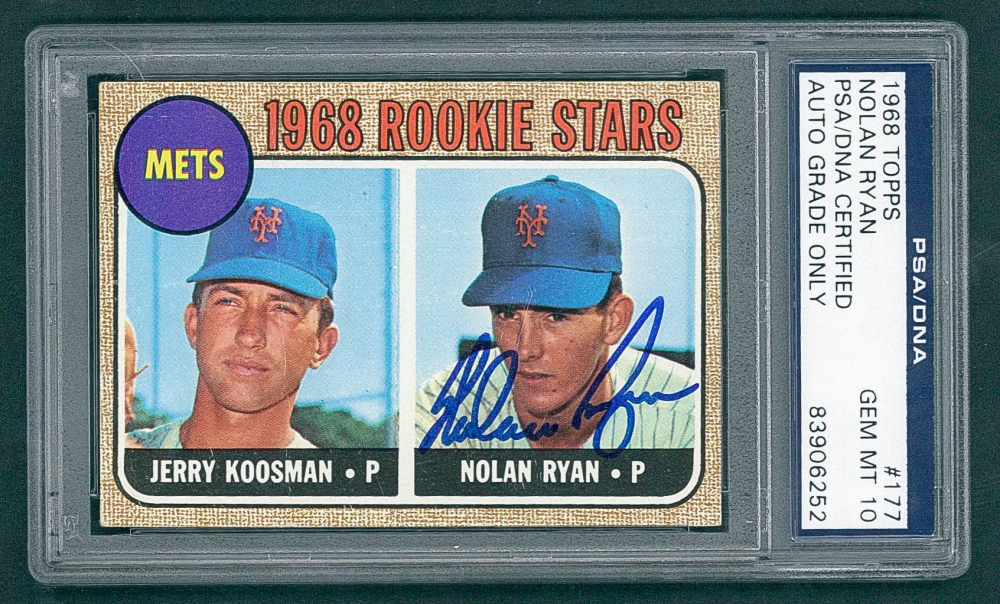 Nolan Ryan Signed 1968 Topps Rookie Stars #177 RC (PSA Encapsulated ...