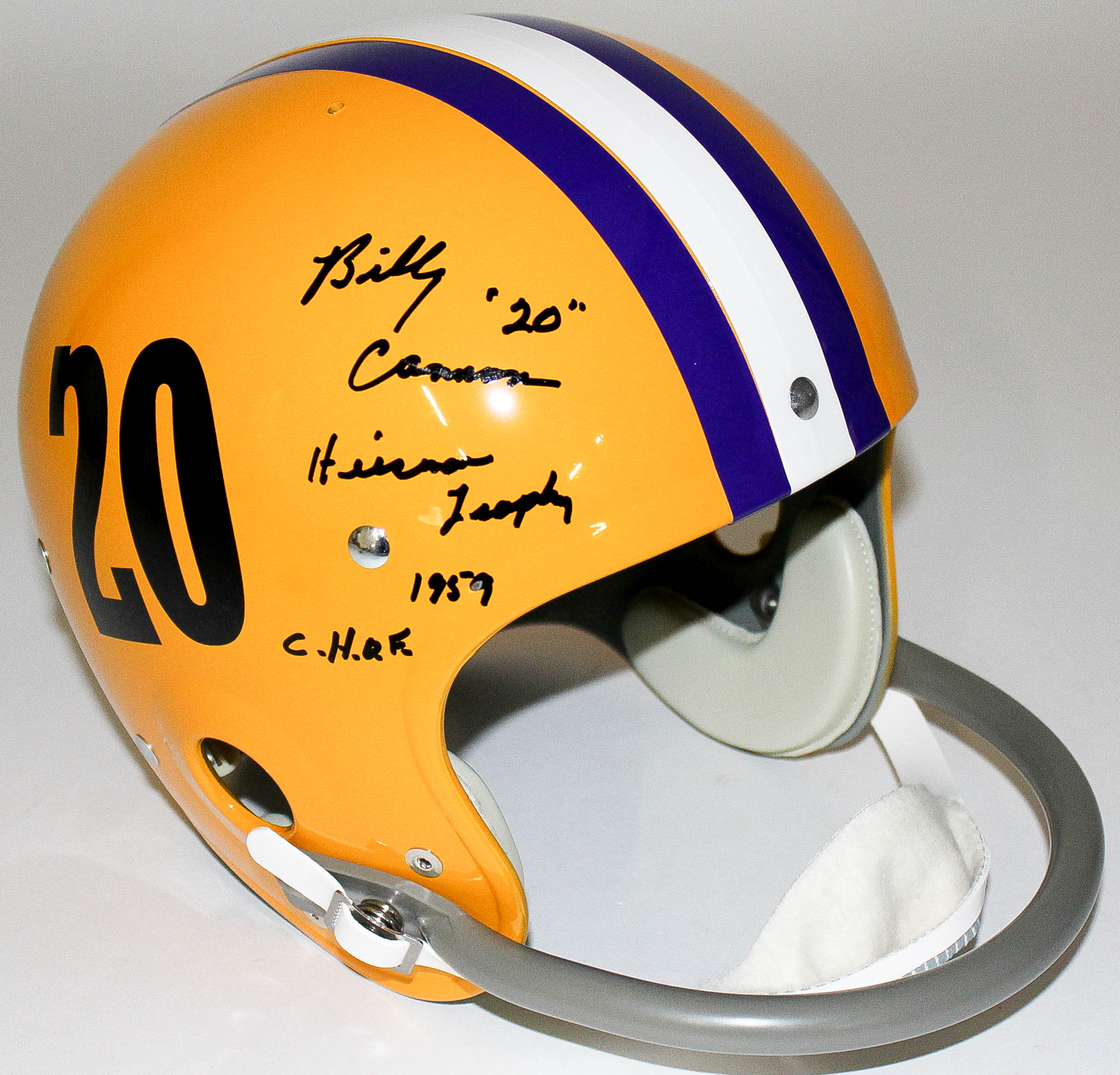 Billy Cannon Signed LSU Tigers Full-Size Throwback Suspension Helmet ...