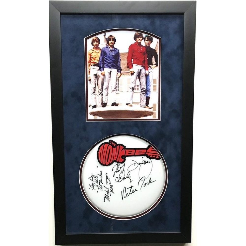 Multi-Signed The Monkees 16x28 Custom Framed Drumhead Display Signed by ...