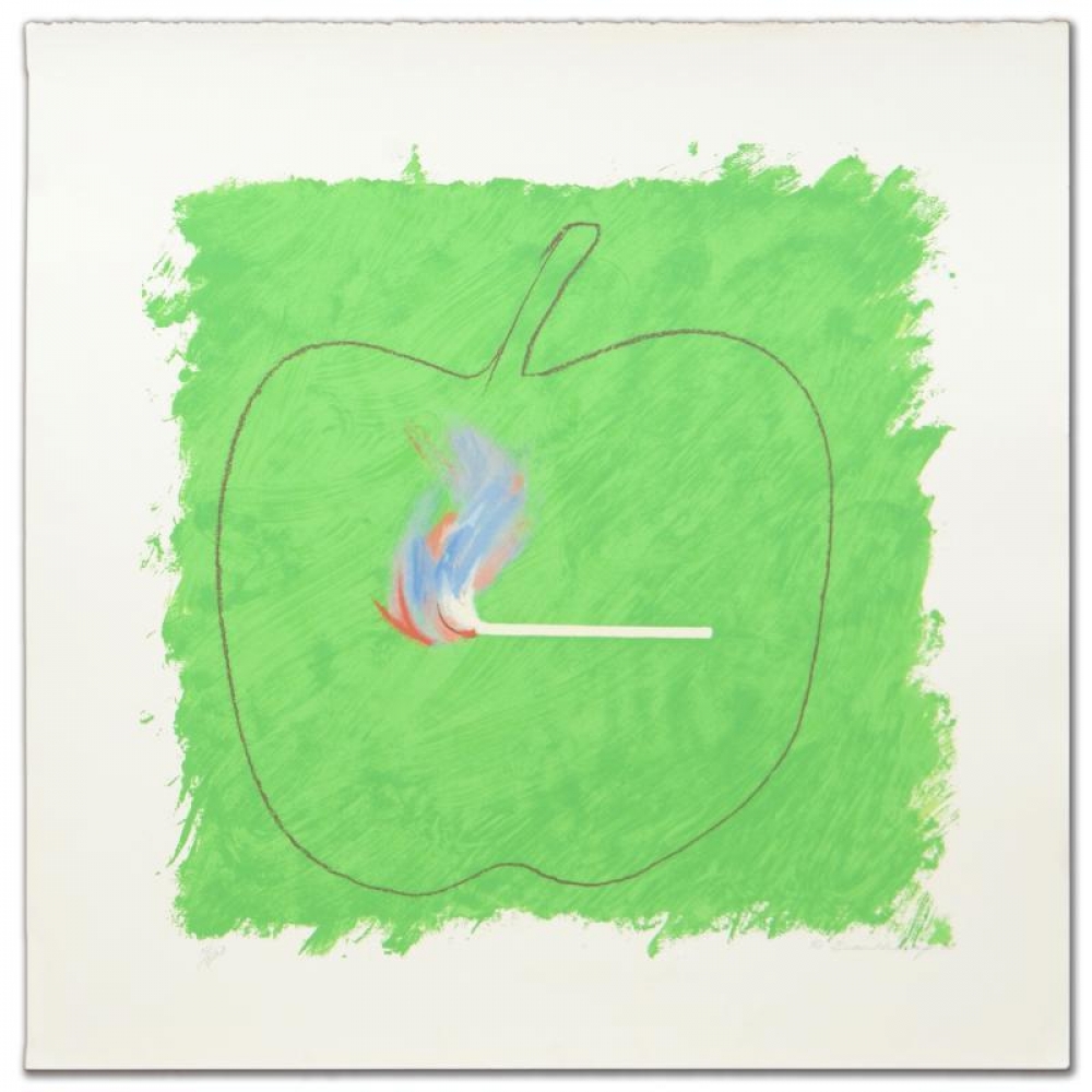 Robert Beauchamp Signed "Green Flame" Limited Edition 33x33 Lithograph ...
