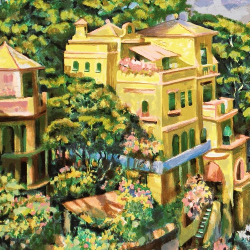 Howard Behrens Signed "Villa Portofino" Limited Edition 20x23 Serigraph ...
