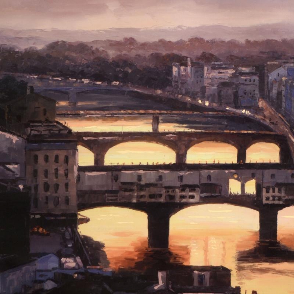 Howard Behrens Signed "Sunset at the Ponte Vecchio (Florence)" Limited ...
