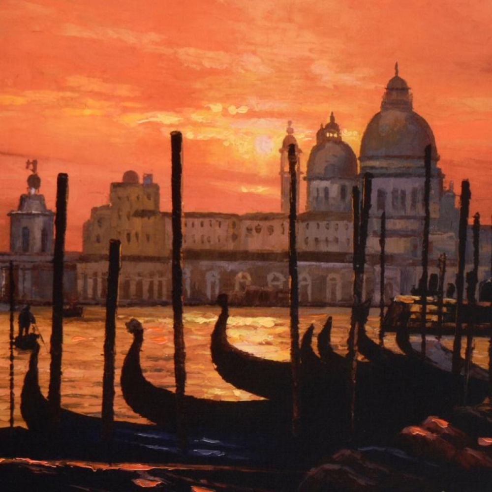 Howard Behrens Signed "Sunset on the Grand Canal 2" LE 16x24 Hand ...
