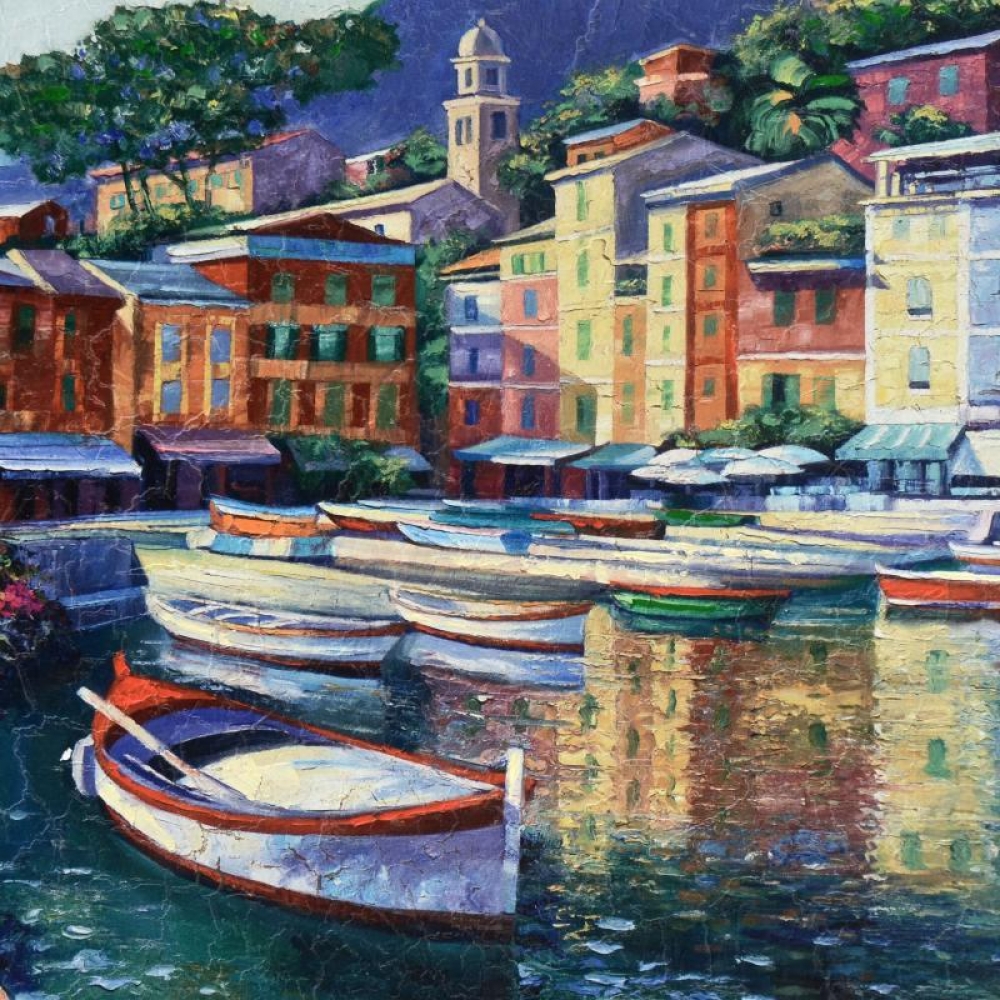 Howard Behrens "Portofino Harbor" Signed Limited Edition 27x17 Hand ...