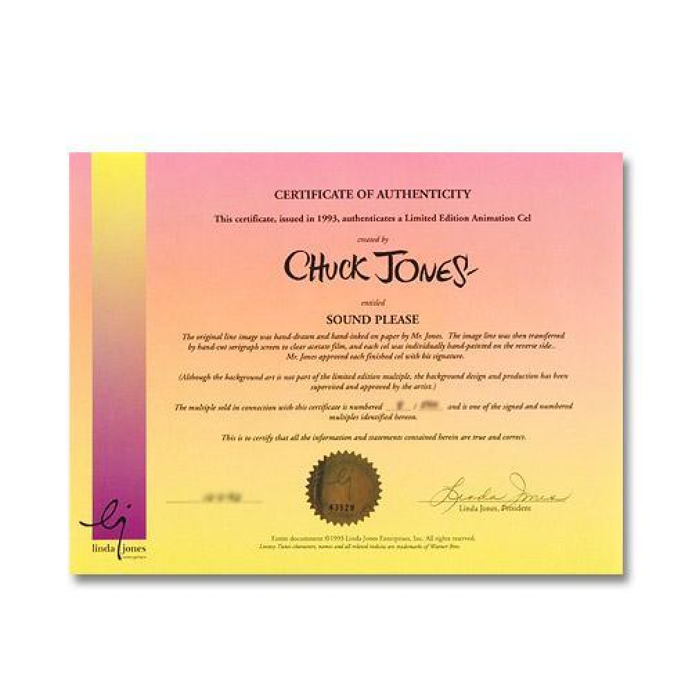Chuck Jones Signed "Sound Please" Limited Edition 10x12 Animation Cel ...