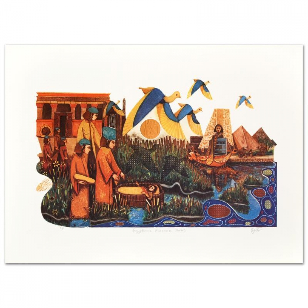 Amram Ebgi Signed "Egyptians Embrace" Limited Edition 19x14 Embossed ...