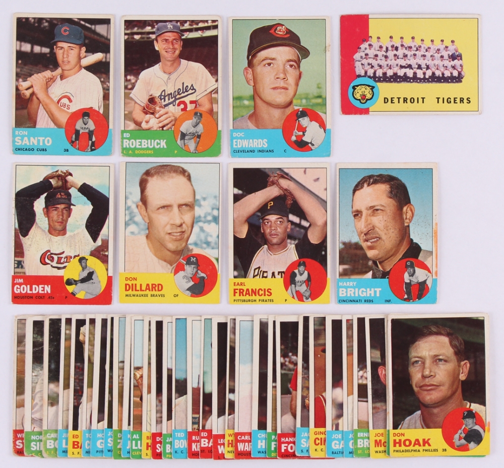 Lot of (40) 1963 Topps Baseball Cards with #252 Ron Santo, #552 Detroit ...
