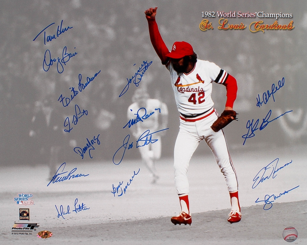 1982 Cardinals World Series Champions 16x20 Team Signed Photo with (15 ...