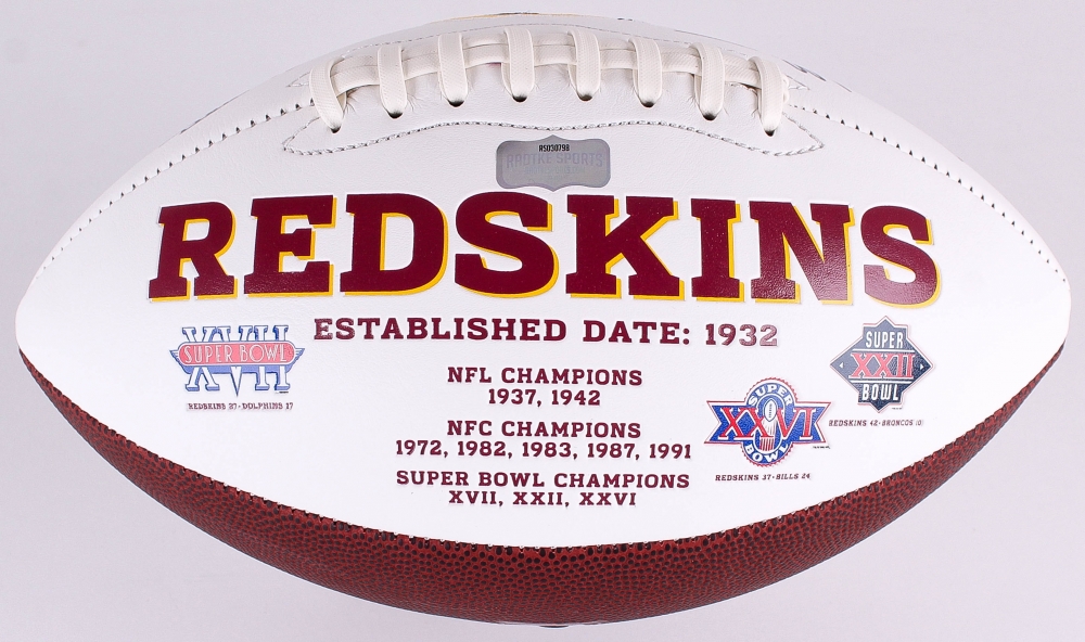 Doug Williams Signed Redskins Logo Football Inscribed "SB XXII MVP ...