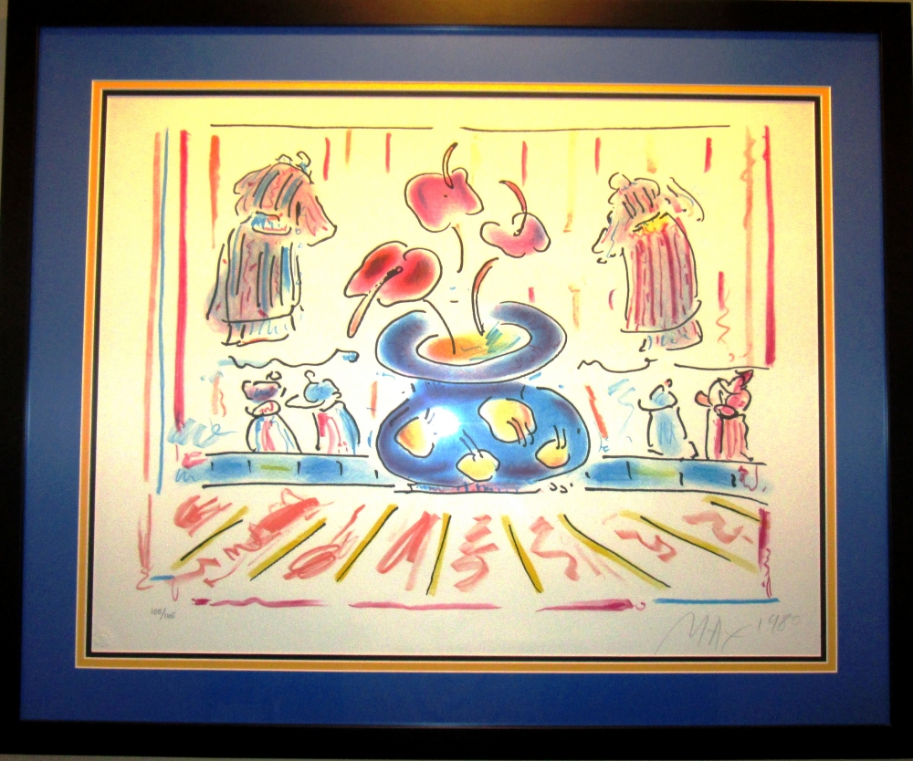 Peter Max Signed LE "Flower Pot" 22x27 Custom Framed Print (JSA LOA ...