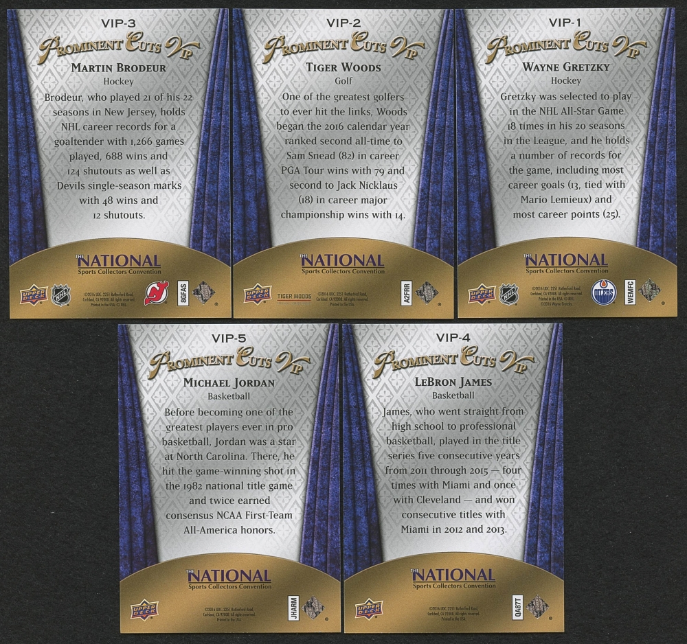 Lot of (5) 2016 Upper Deck National Convention VIP Sports Cards with ...