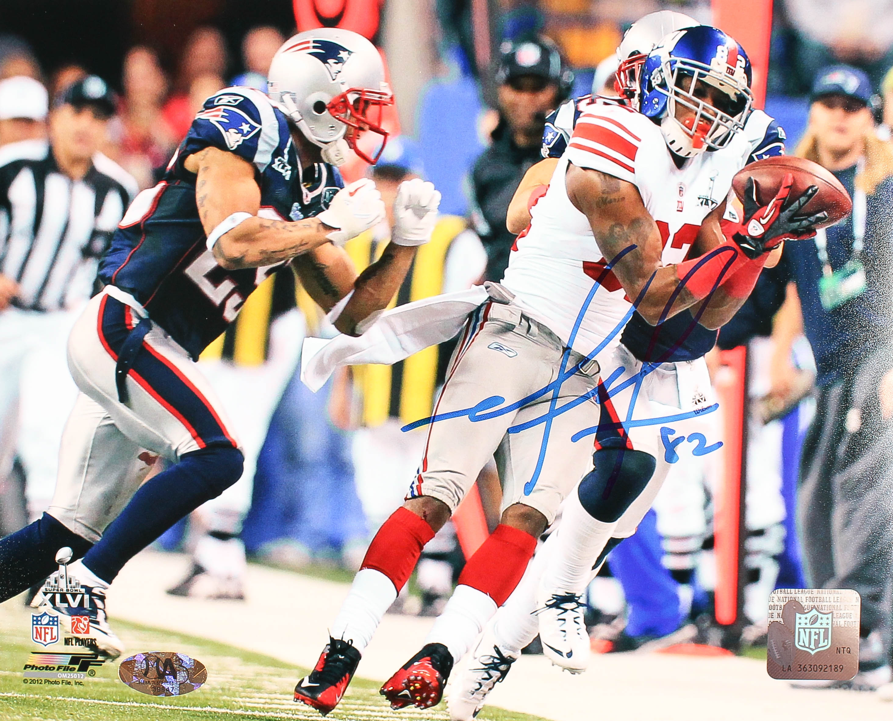 Mario Manningham Signed Giants Super Bowl XLVI 8x10 Photo (MAB COA ...