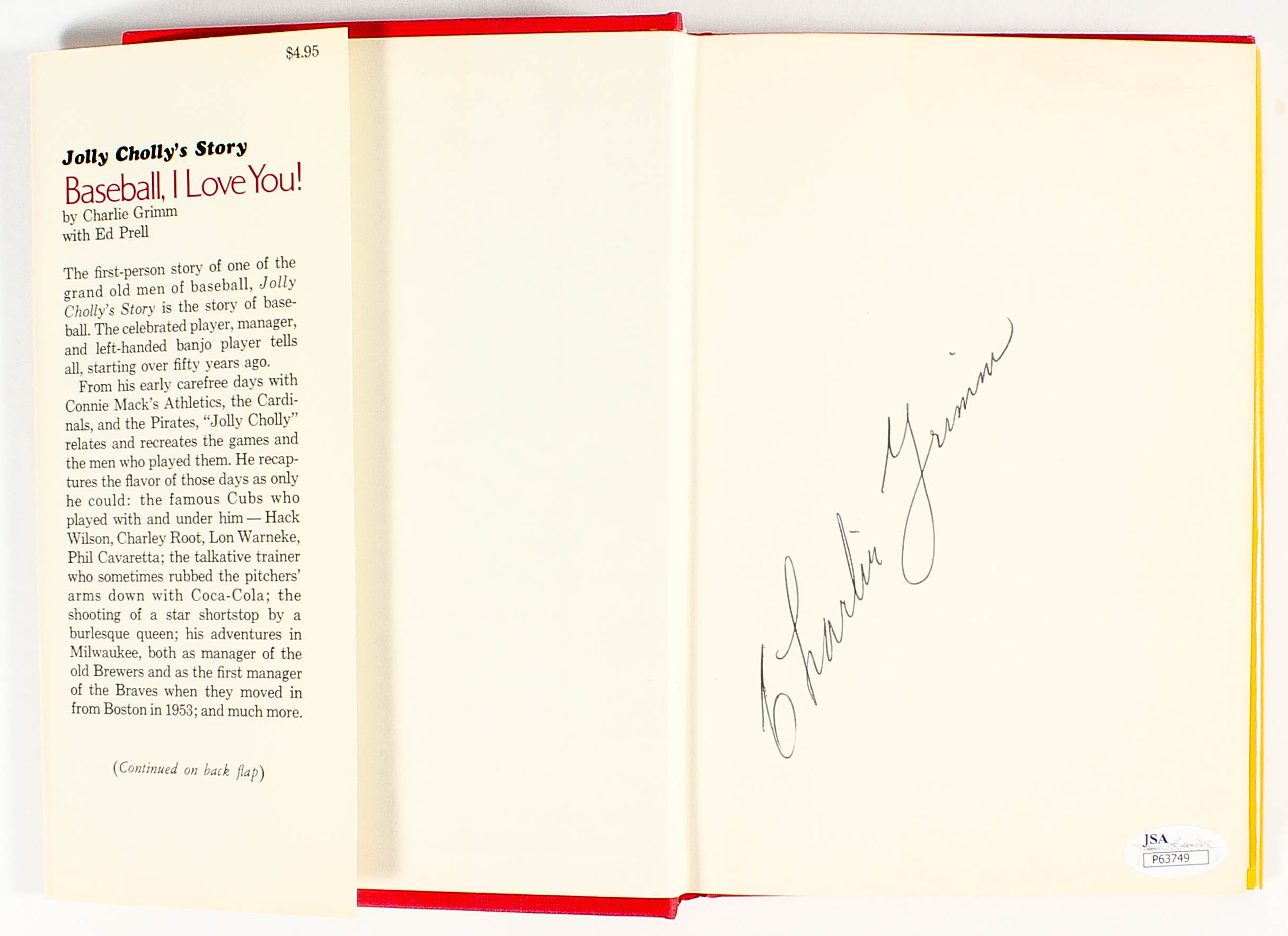 Charlie Grimm Signed Vintage "Jolly Cholly's Story: Baseball, I Love ...