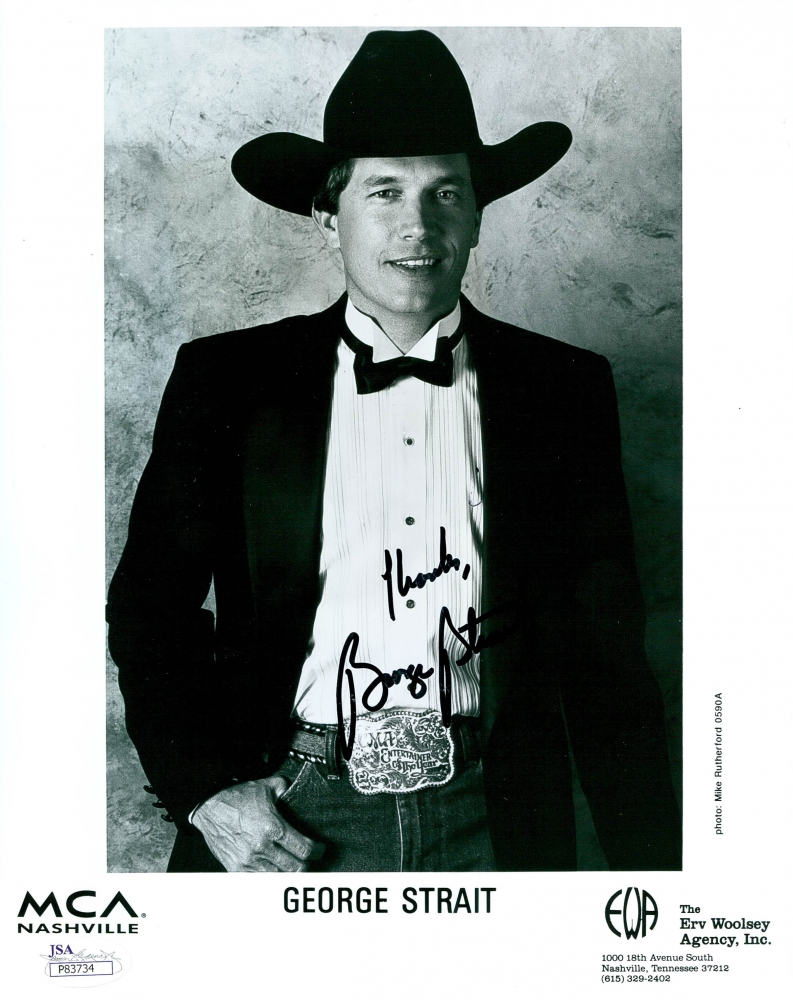 George Strait Signed 8x10 Photo Inscribed "Thanks" (JSA COA) | Pristine ...