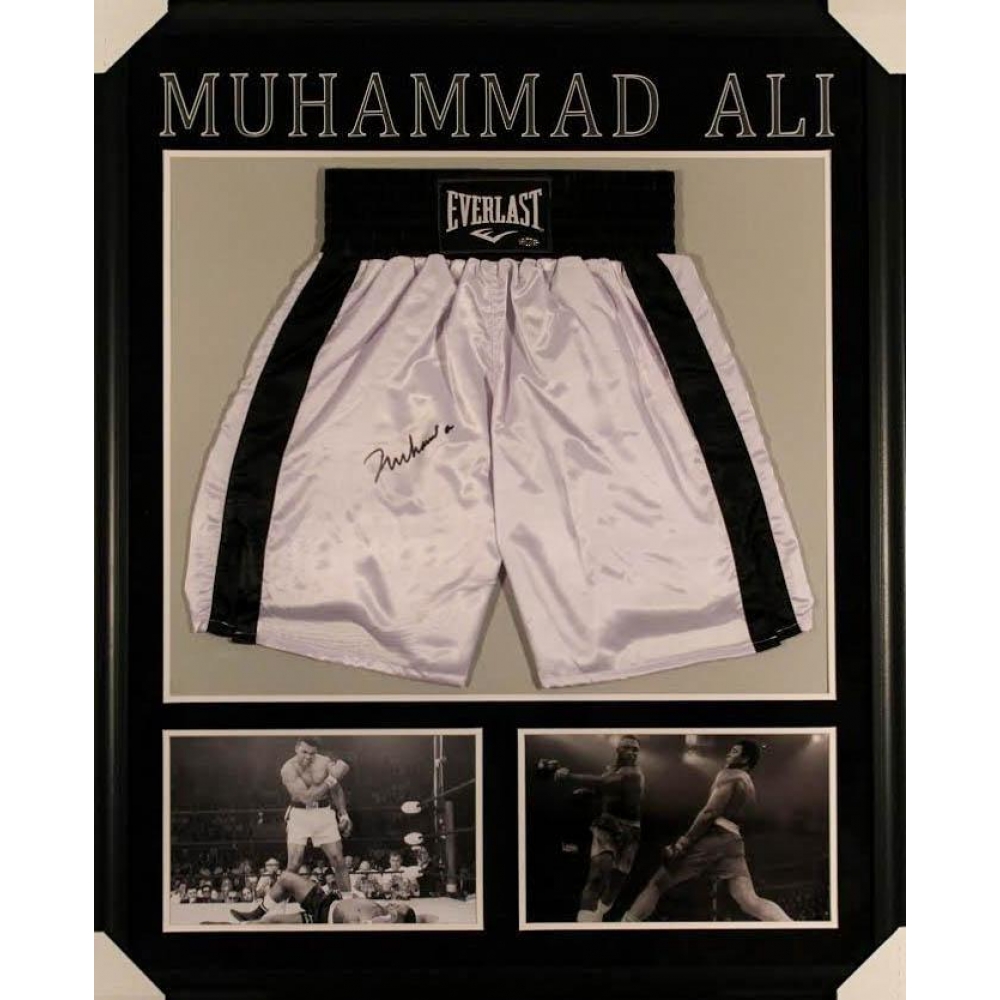 Muhammad Ali Signed 35x43 Custom Framed Boxing Trunks Display (Steiner ...
