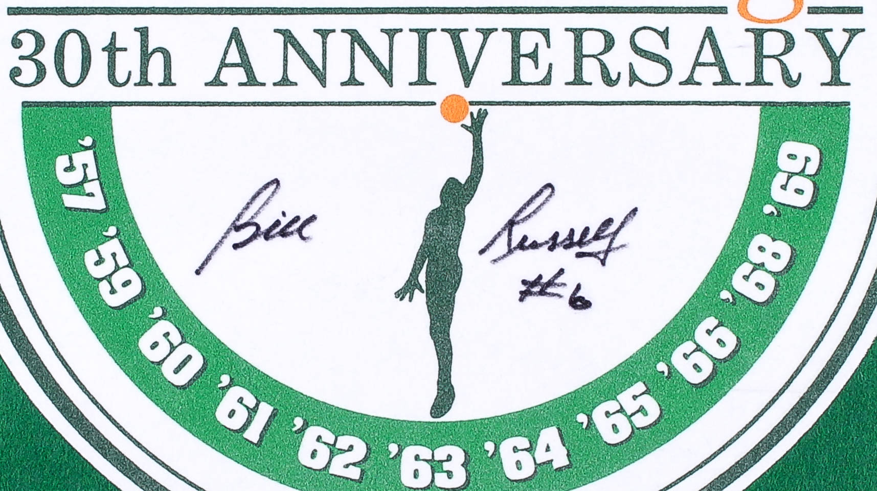 Bill Russell Signed Celtics 17x35 30th Anniversary Championship Banner ...