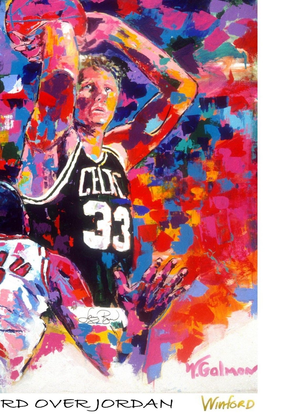 Michael Jordan & Larry Bird "Bird Over Jordan" 11x17 Signed Winford ...