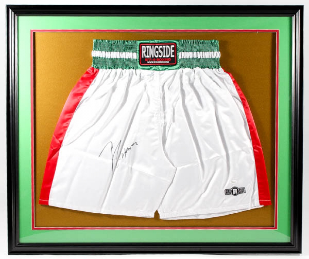 Julio Cesar Chavez Signed 32x39 Custom Framed Boxing Trunks Display ...