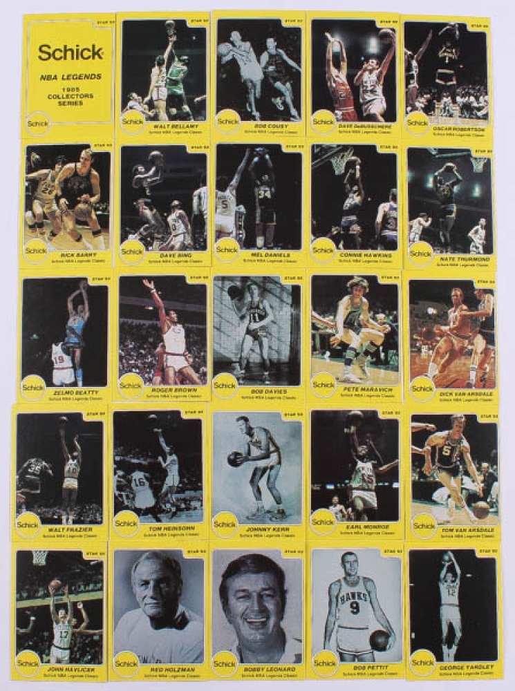 1985 Star Schick Legends Complete Set of (25) Basketball Cards ...