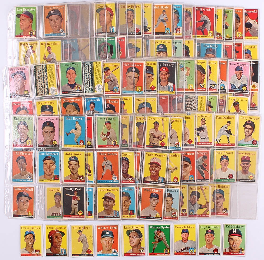 Lot of (295) 1958 Topps Baseball Cards with #310 Ernie Banks, #320 ...